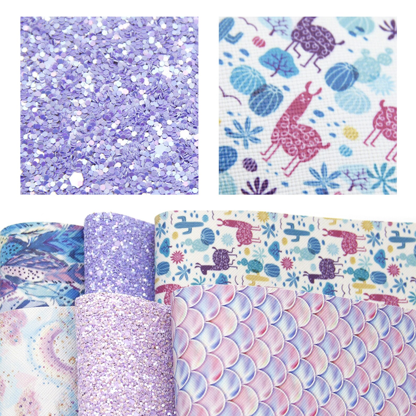Alpaca Printed Leather Sheets,6pcs/set,faux Leather Sheet,mermaid ...