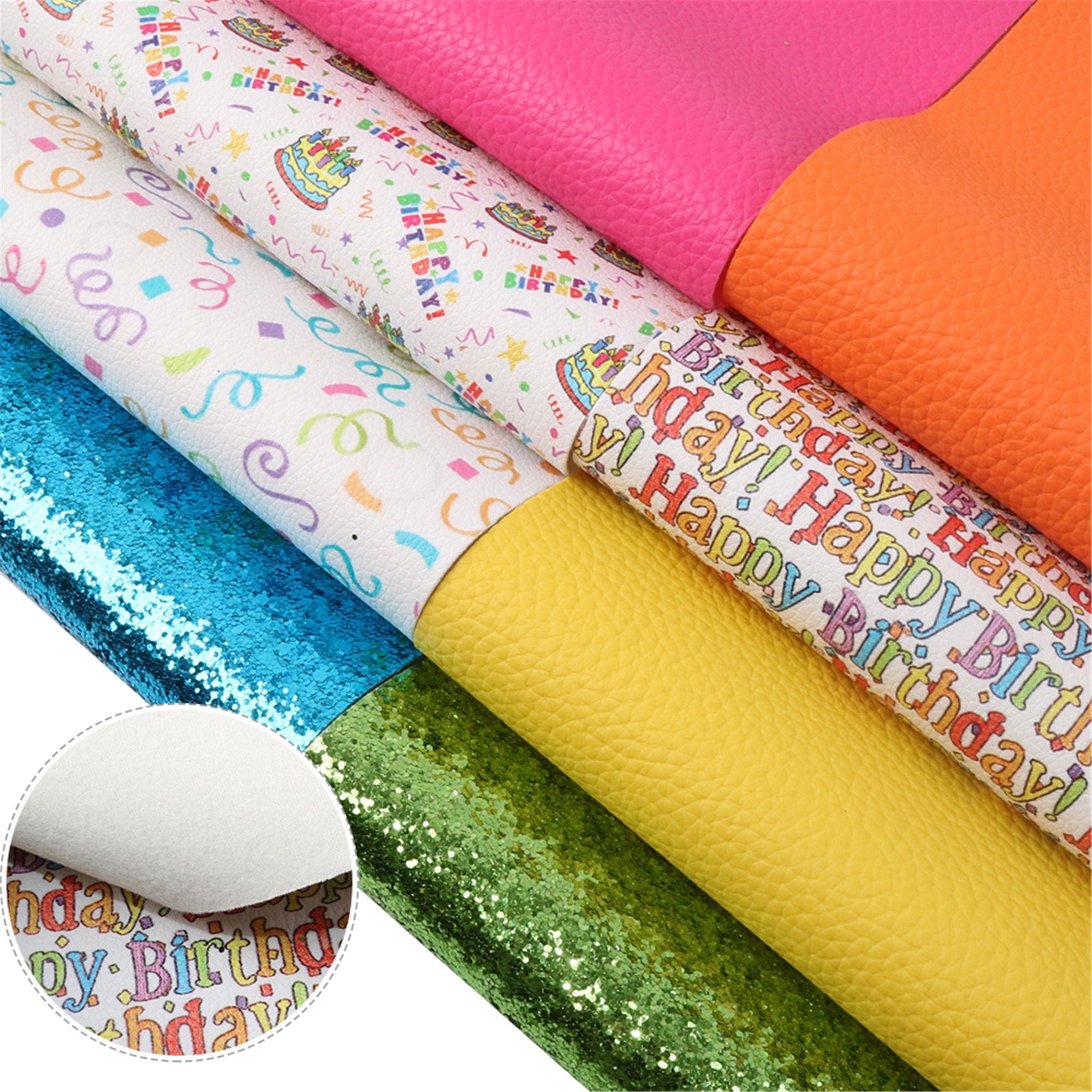 Faux Leather Sheets Happy Birthday 8pcs/set,a4 Vinyl Fabric Sheets ...