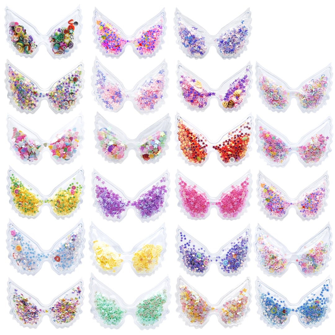 10 Pcs Sequin Angel Wings Shaker,clear Pvc Shaker,colorful Glitter Star ...