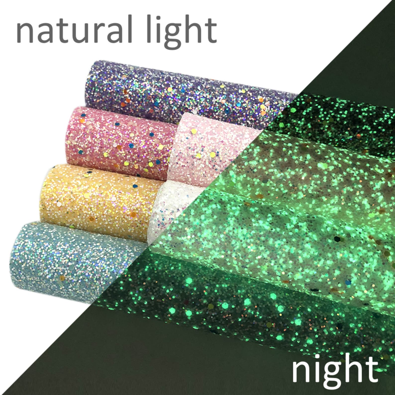 Glow in the Dark Chunky Glitter Sheets 6pcs/set,big Sequin Glitter ...