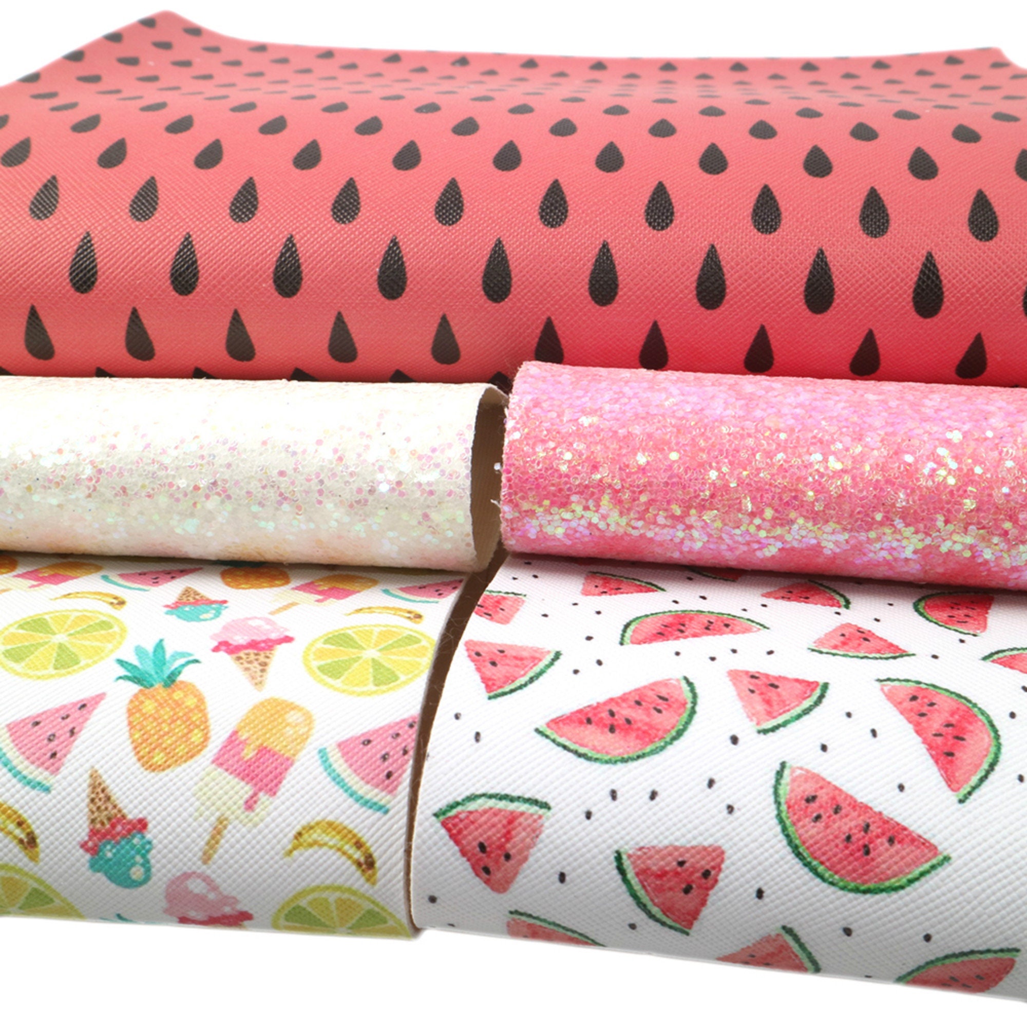 Watermelon Faux Leather Bundles5pcs/setprinted Imitation - Etsy