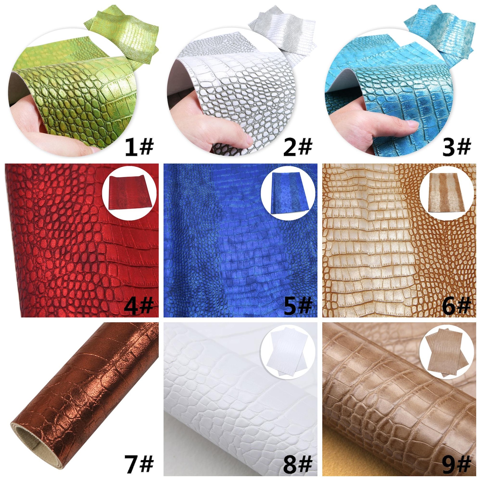 Plain Color Bump Texture Snake Pattern Metallic Crocodile - Etsy