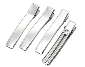 50pc Silver Double Prong Metal Hair Alligator Clip With Teeth,alligator ...
