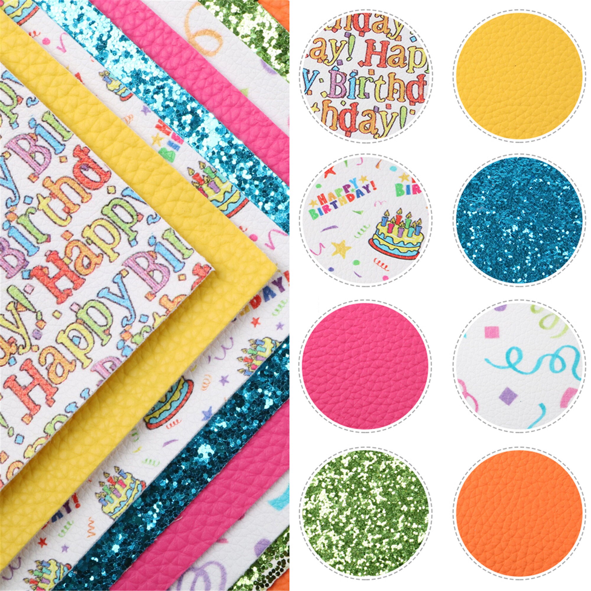 Faux Leather Sheets Happy Birthday 8pcs/set,a4 Vinyl Fabric Sheets ...