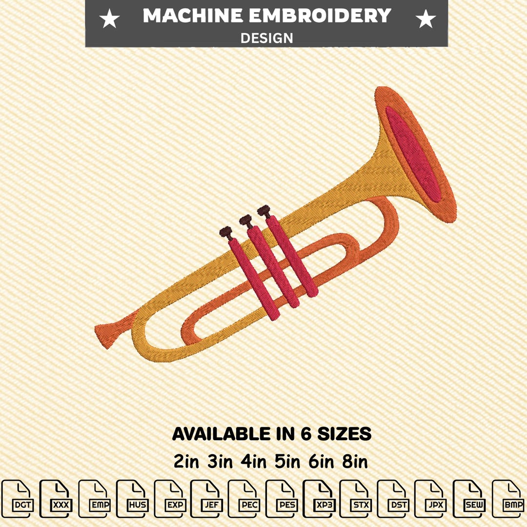 Trumpet Embroidery Design | Music Applique, Band Gift (digital File) - Etsy