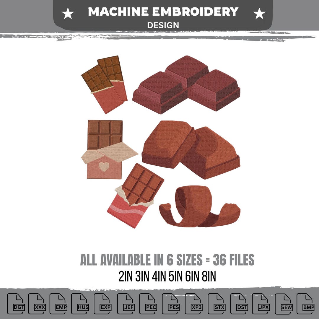 Chocolate Bar Machine Embroidery Design | Baker Gift (instant Download ...