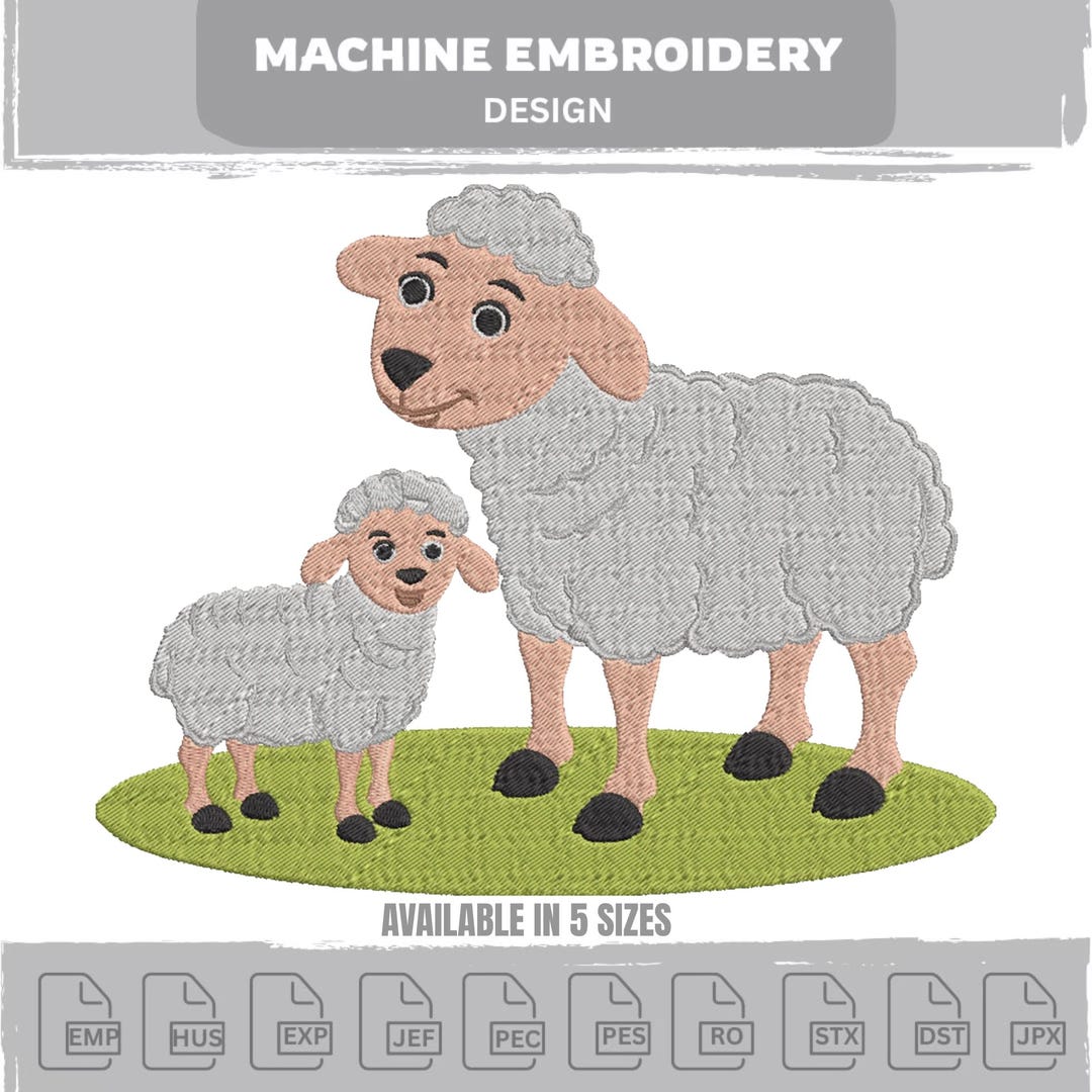 Sheep Embroidery Design Set – Cartoon Lamb Appliqué (digital Download ...