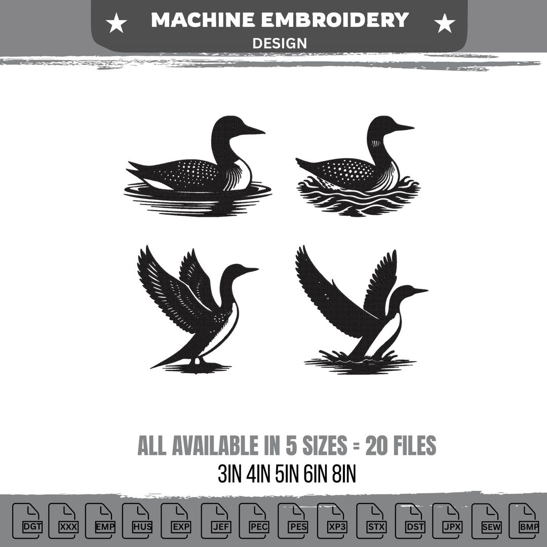Loon Bird Embroidery Design | Wildlife Applique (instant Download) - Etsy