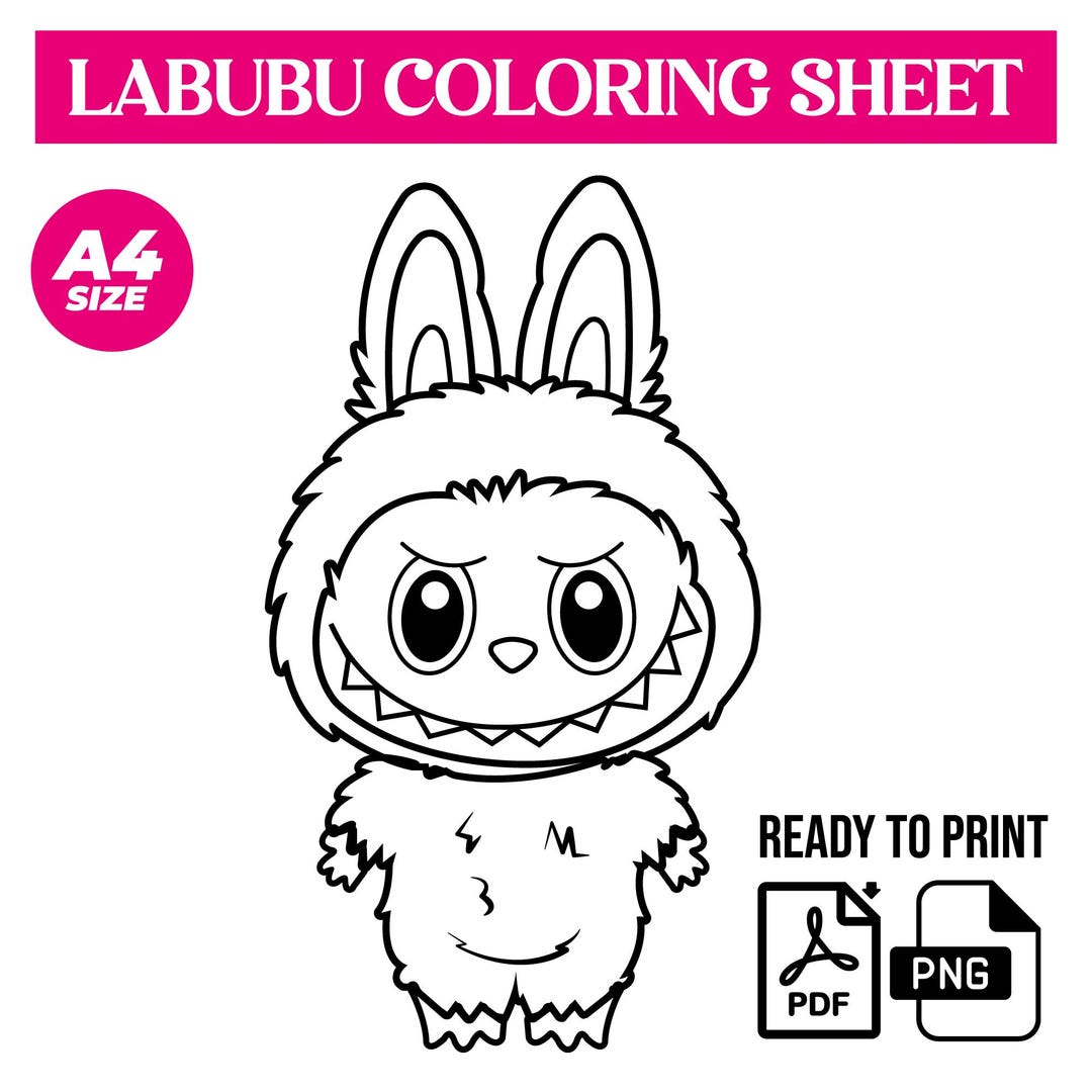 Labubu Designs Coloring Sheet, Labubu Clipart, Labubu Pdf, Cute Labubu ...