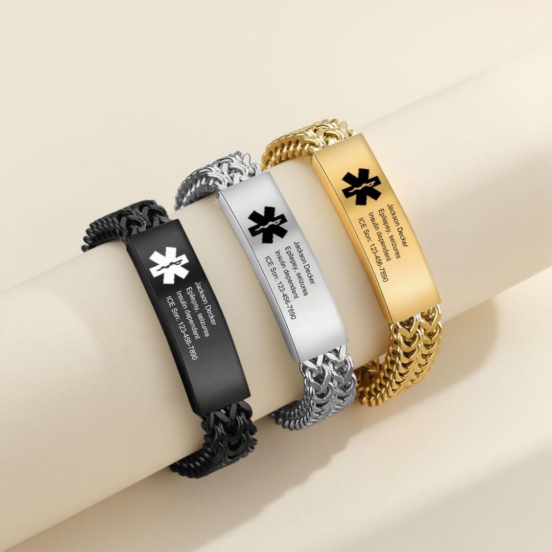 Customized Stainless Steel Medical ID Bracelet，carved Information ...