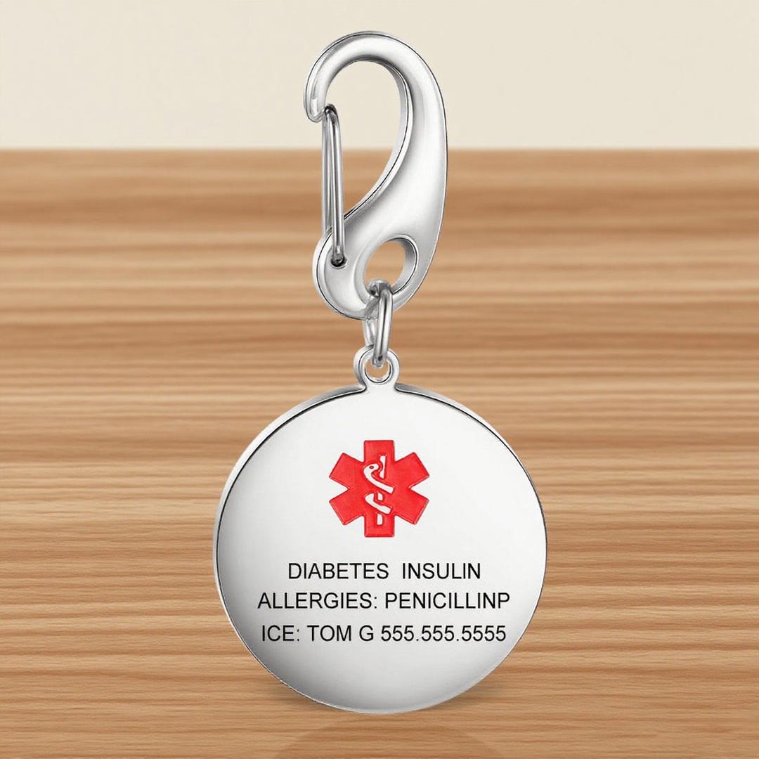 Personalized Medical Alert Keychain,engraved Medical Id，emergency ...