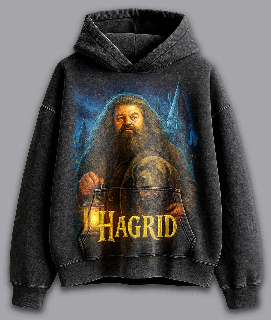Hagrid Acid Wash Hoodie, Wizard School Sweatshirt, Faded Dreams Studio ...