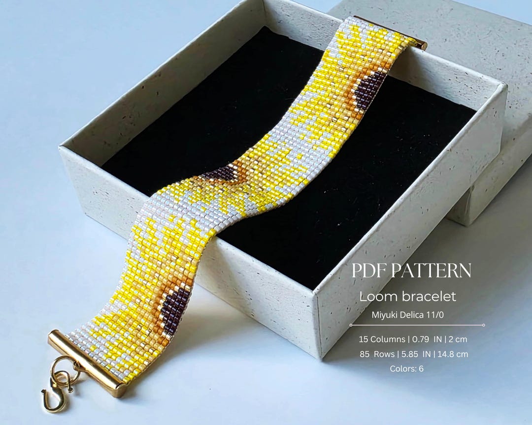 Miyuki Delica Loom Bead Pattern PDF, Sunflower Seed Bead Bracelet DIY ...