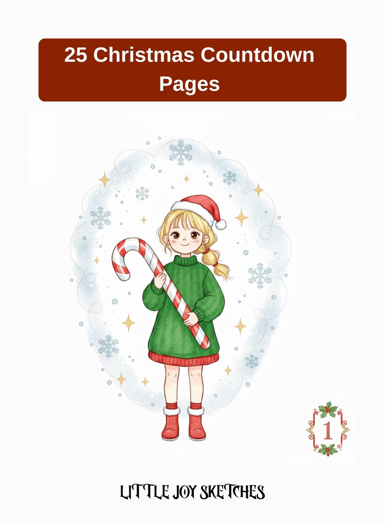 25 Christmas Countdown Coloring Pages, Advent Coloring, Holiday Color ...