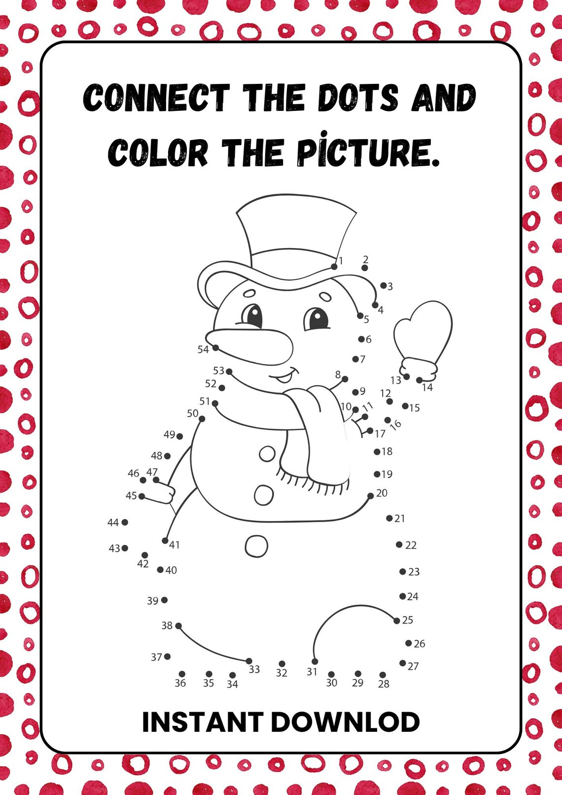 Christmas Connect the Dots Activity Worksheet Printable for Kids ...