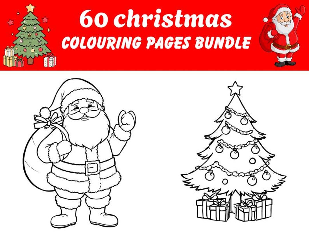 Christmas Colouring Pages, 60 Festive Printable Activity Book for Kids ...