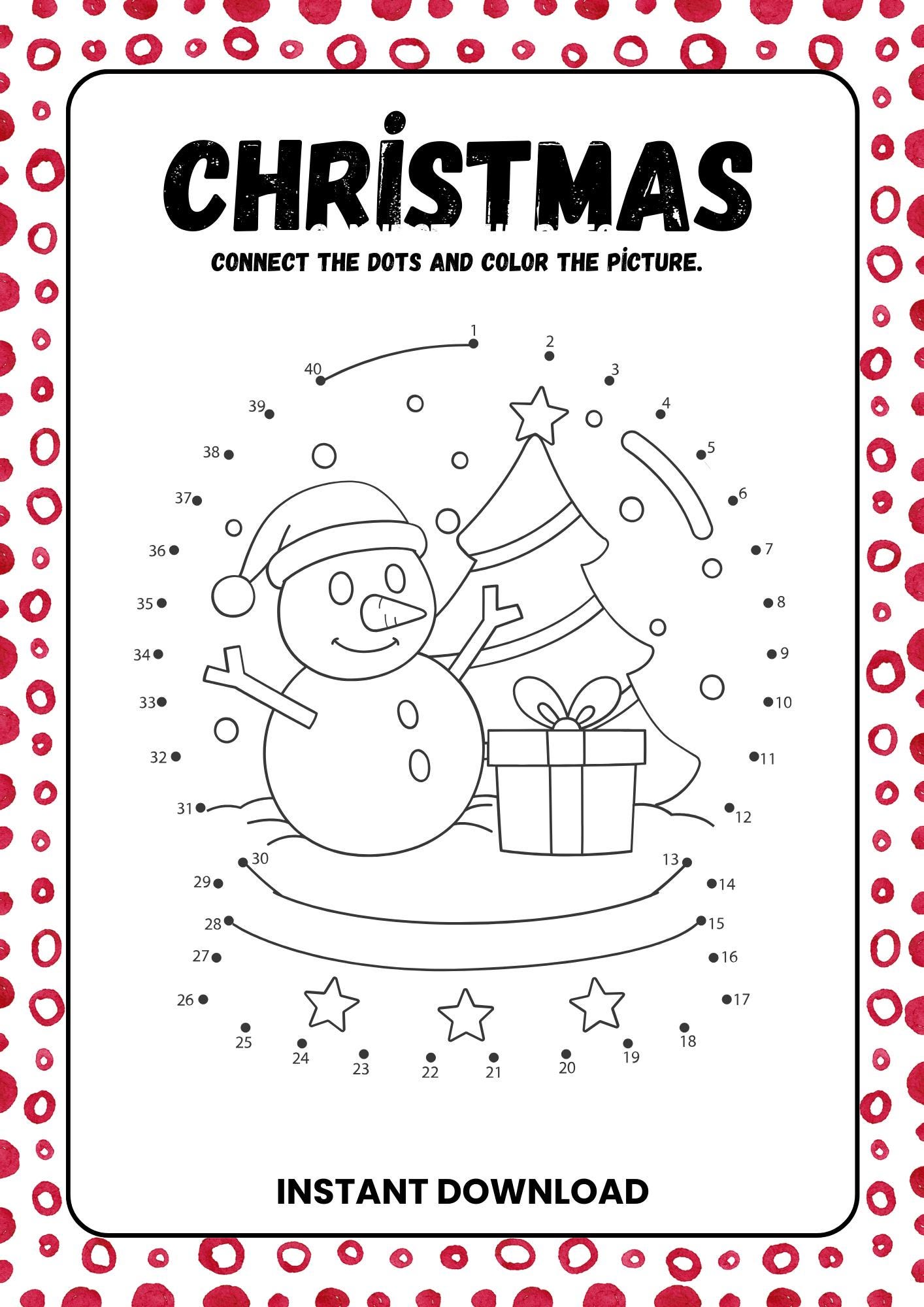 Christmas Connect the Dots Activity Worksheet Printable for Kids ...