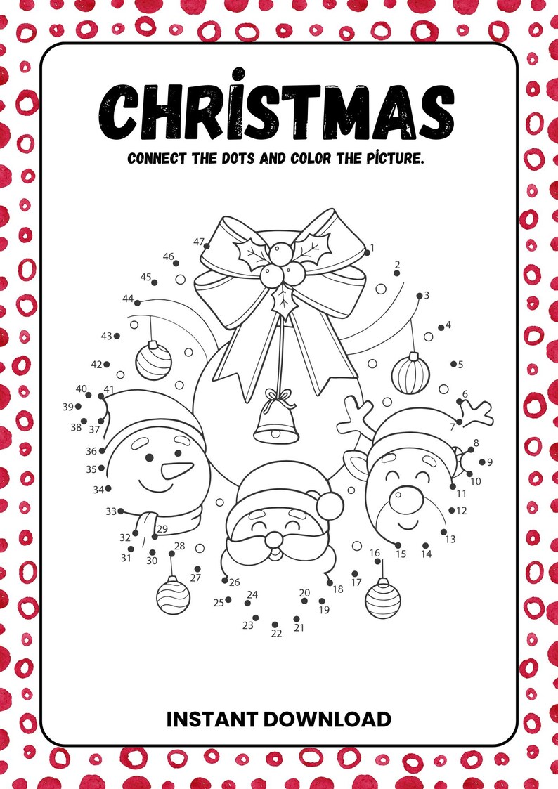 Christmas Connect the Dots Activity Worksheet Printable for Kids ...