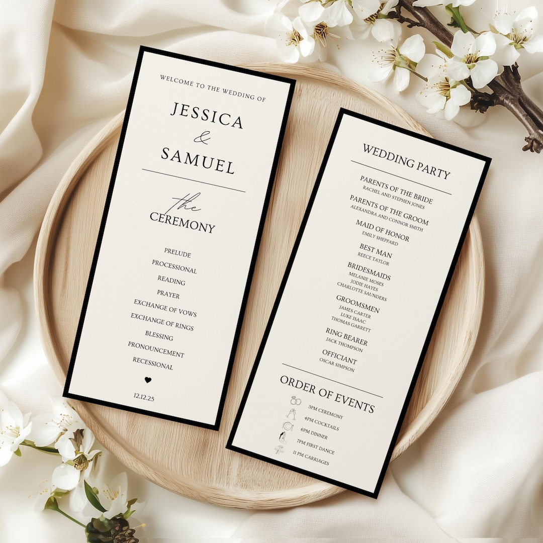 Wedding Ceremony Program, Wedding Ceremony Order of Events, Wedding ...
