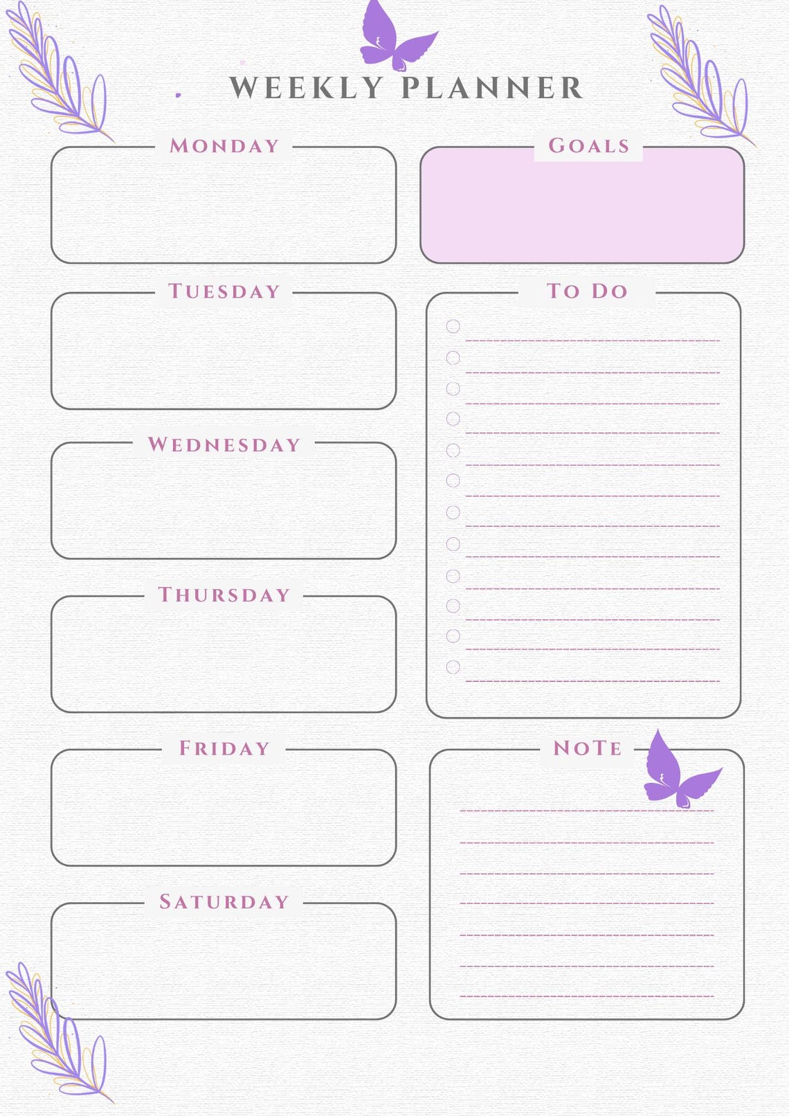 Printable Weekly Planner, A4 Daily Organizer (instant Download) - Etsy