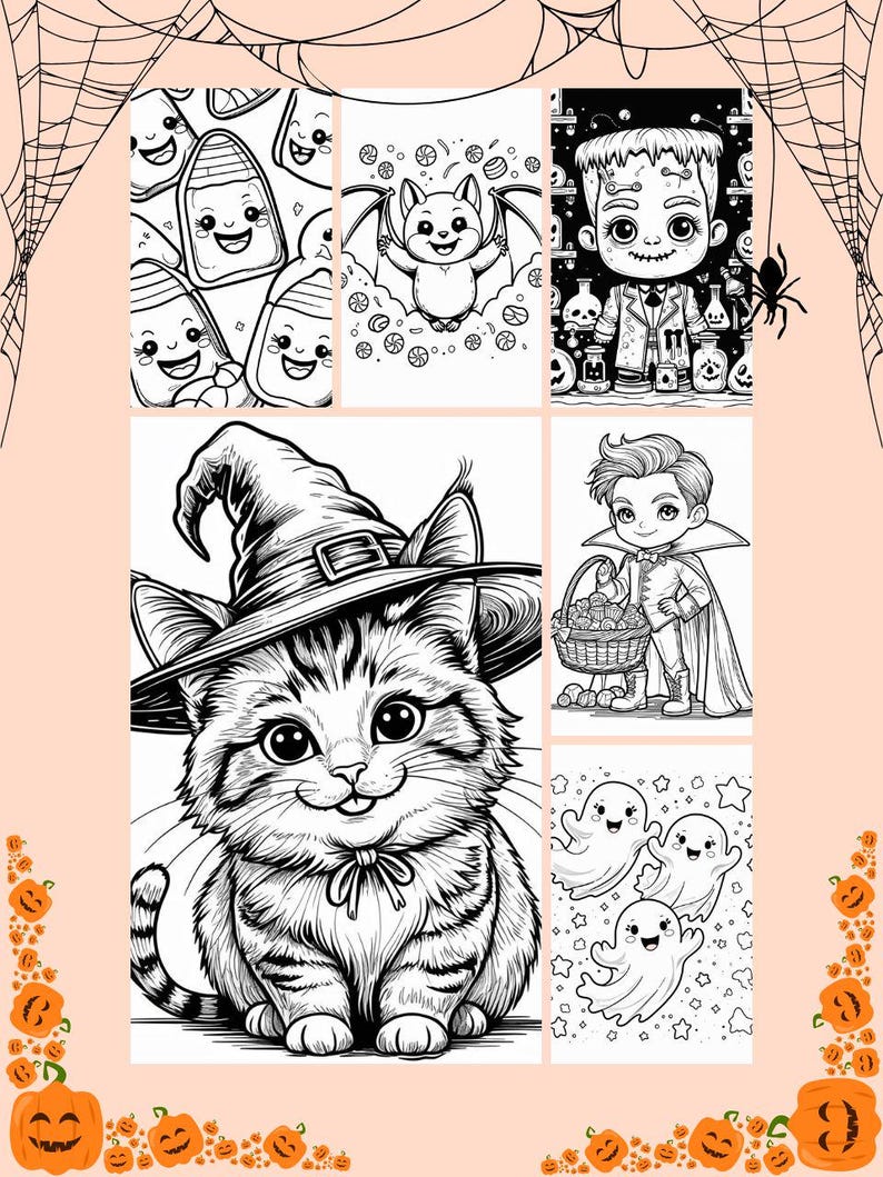 Halloween Coloring Pages PDF | Kids Printable Book With Ghosts ...