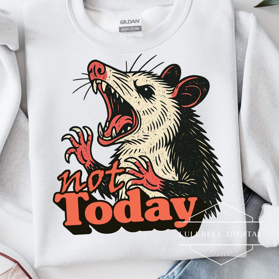 Feral Angry Possum PNG: Funny Not Today T-shirt Graphic, Vintage ...