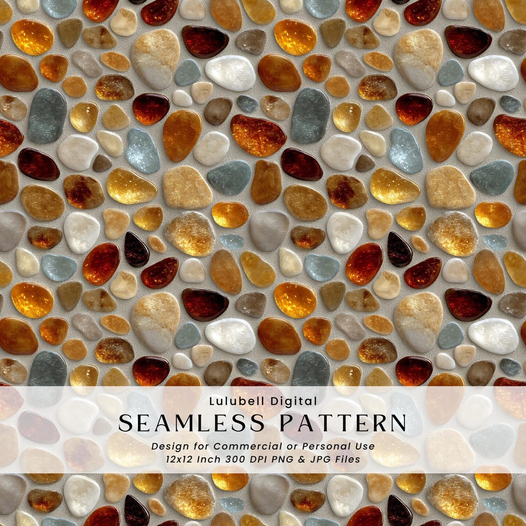 Pebble Mosaic Seamless Pattern: Natural Stone Texture Digital Paper ...