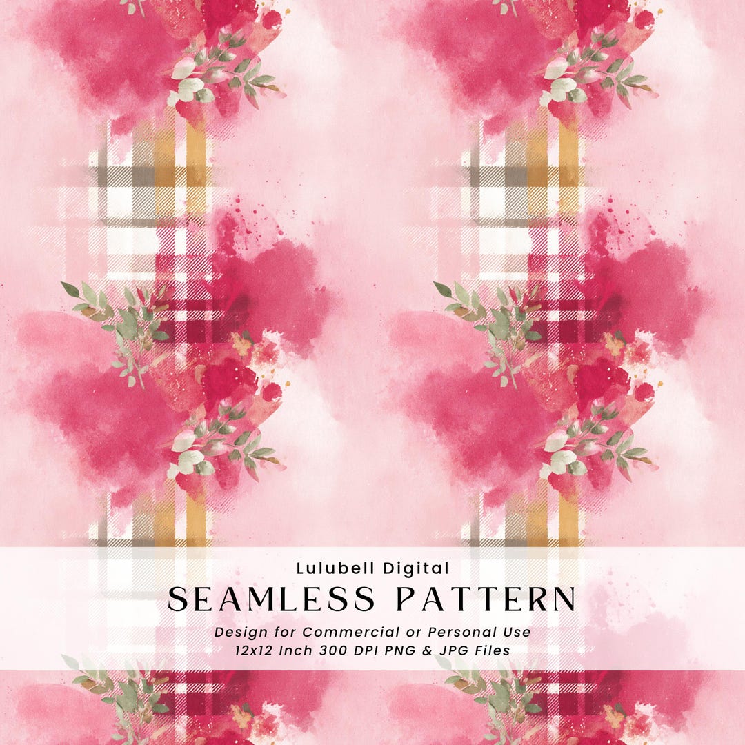 Pink Plaid Seamless Pattern: Watercolor Tartan Digital Paper ...
