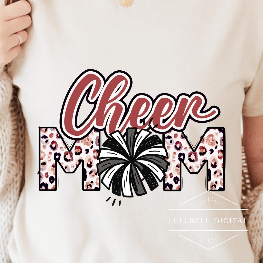 Cheer Mom Leopard Print PNG: Trendy Mama T-shirt Graphic Gameday ...