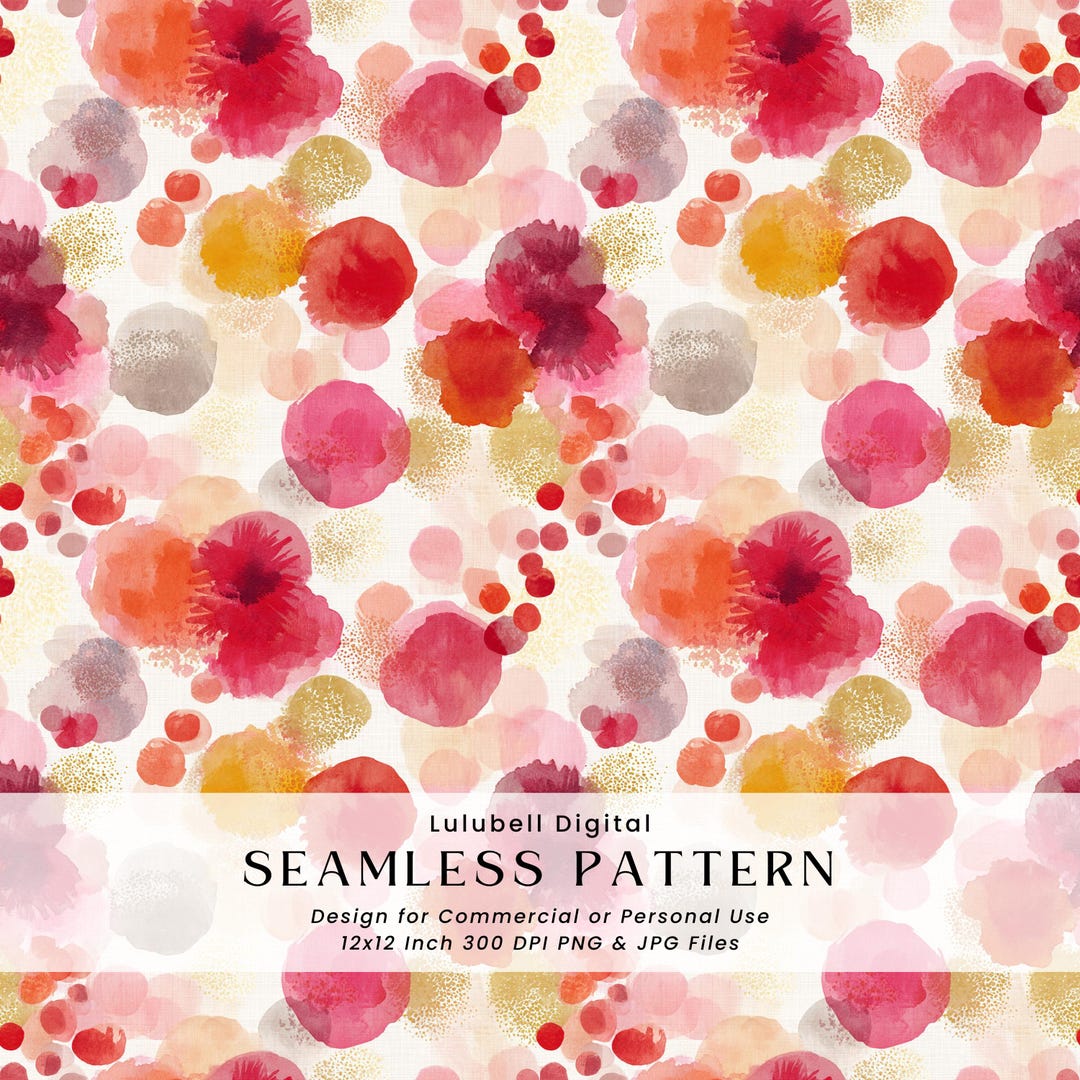 Watercolor Splash Seamless Pattern: Abstract Spots Digital Paper ...