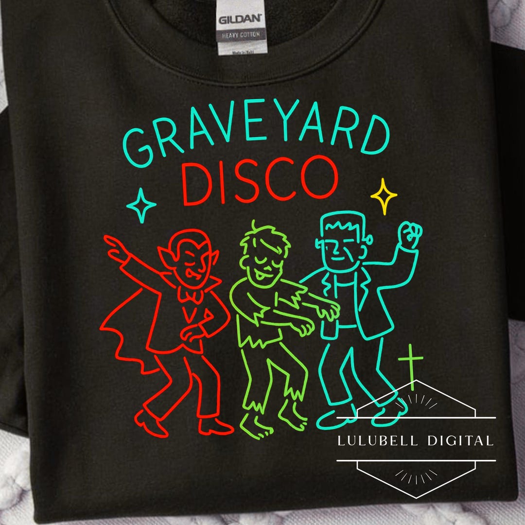Graveyard Disco Monsters PNG: Neon Dancing Dracula Zombie Sublimation ...