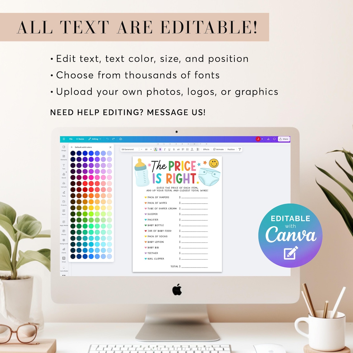 The Price is Right Baby Shower Game Template, Price Guessing Game, Baby ...