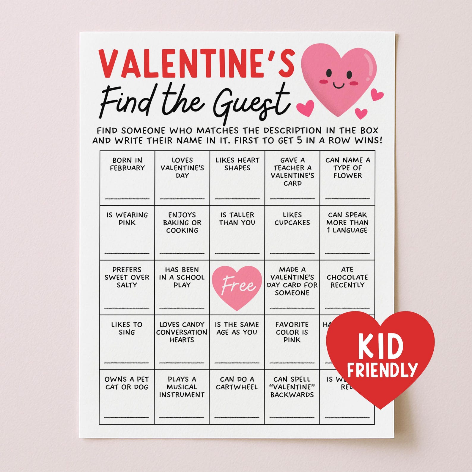 Valentine Find the Guest Bingo Game, Galentines Human Bingo, Classroom ...
