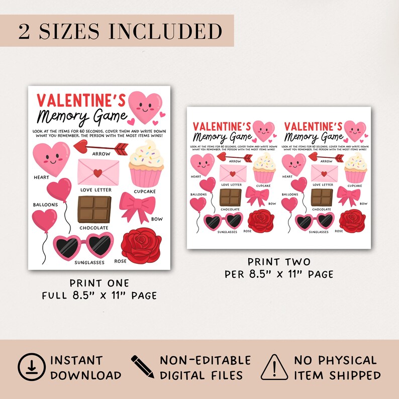 Valentine Memory Game, Preschool Valentines Games, Classroom Galentines ...