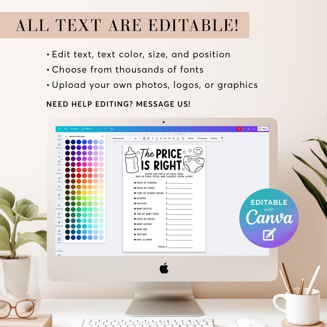 The Price is Right Baby Shower Game Template, Price Guessing Game, Baby ...