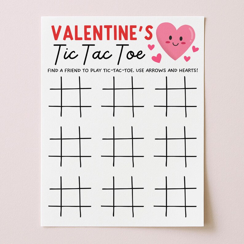 Valentine Tic Tac Toe Game, Preschool Valentines Games, Classroom ...