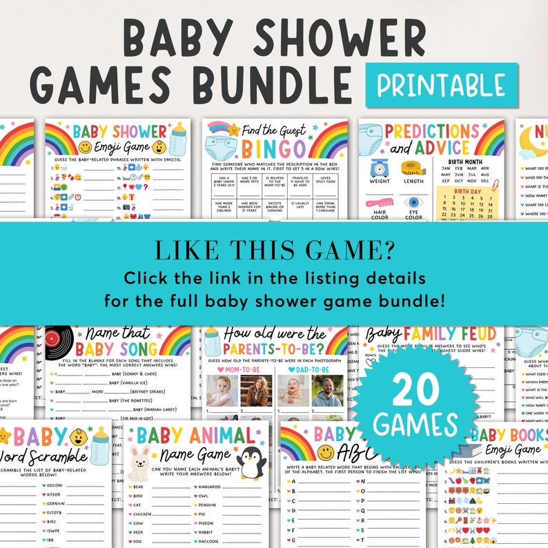 Baby Item ABC Game, Baby Shower A-Z Game Template, Alphabet Baby Item ...
