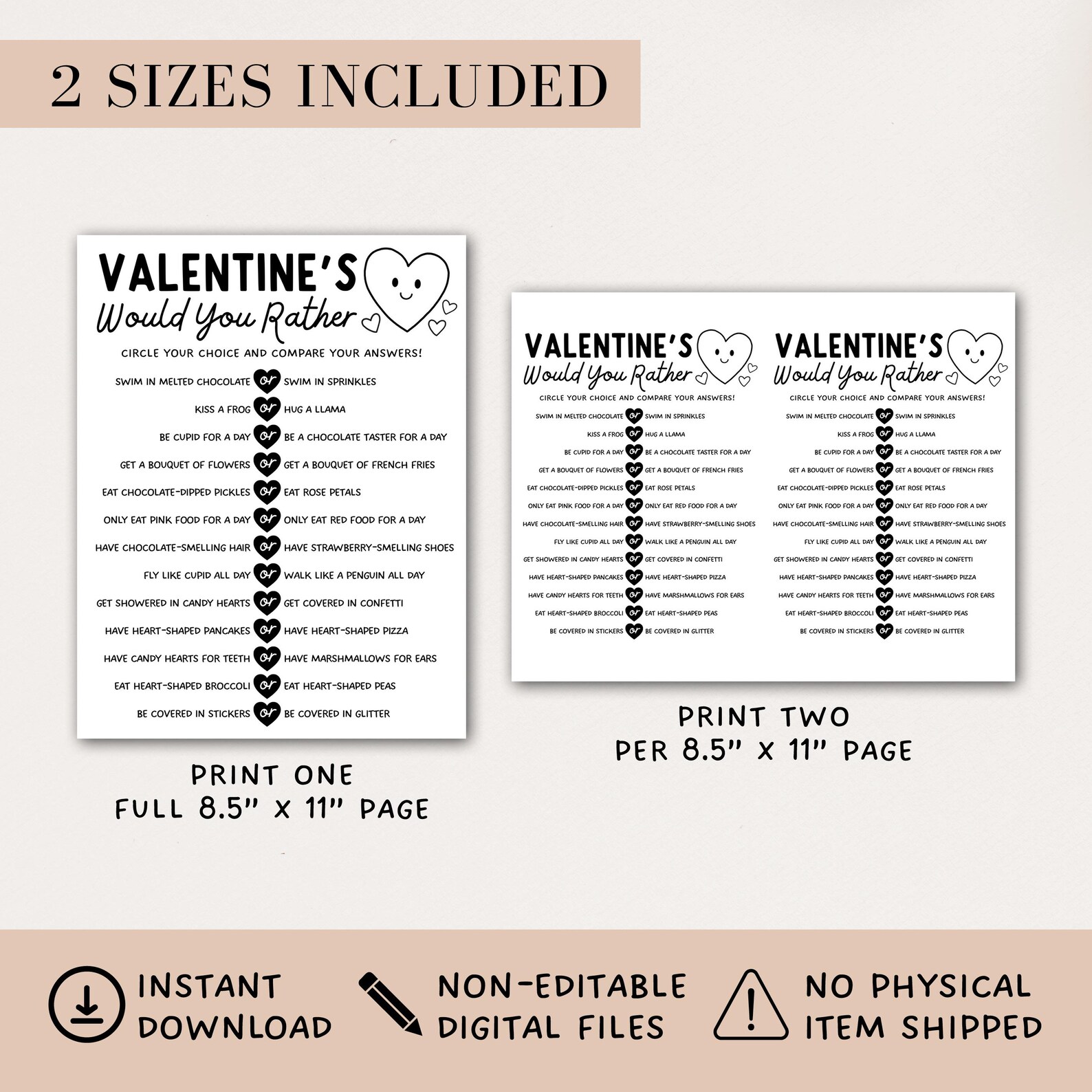 Valentine Would You Rather Game for Kids, This or That Classroom Funny ...