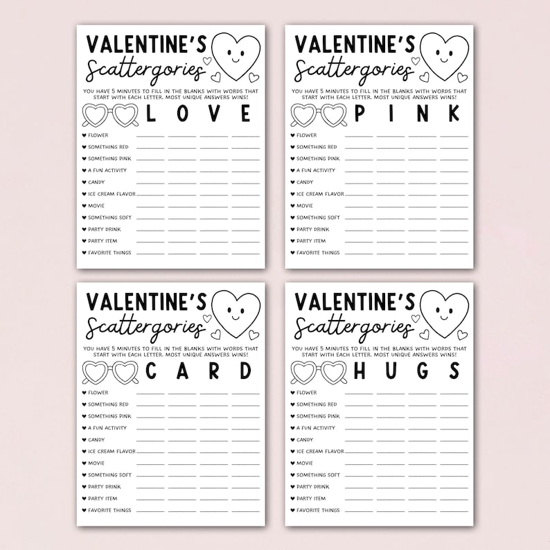 Valentine Party Game Scattergories, Galentines Day Games Printable for ...