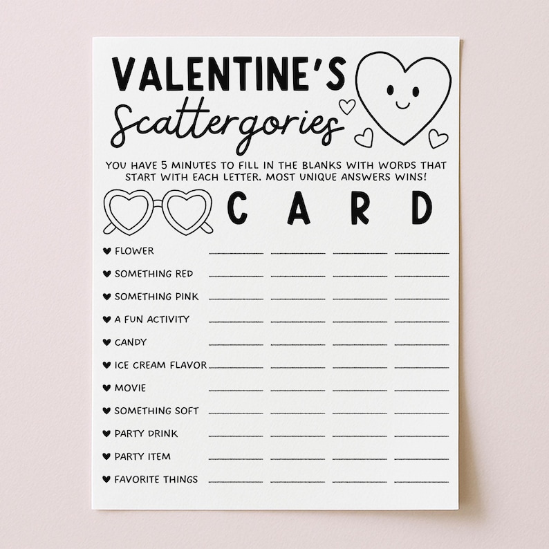 Valentine Party Game Scattergories, Galentines Day Games Printable for ...
