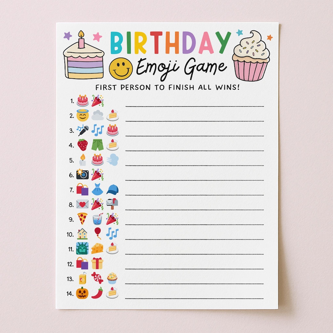 Birthday Emoji Pictionary, Guess the Emoji Game, Teen Girl Sweet 16 ...