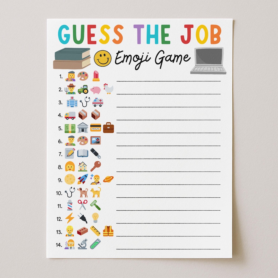 Guess the Job Emoji Game, Guess the Emoji Party Game Quiz Office Party ...