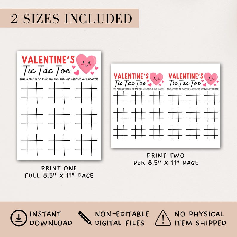 Valentine Tic Tac Toe Game, Preschool Valentines Games, Classroom ...