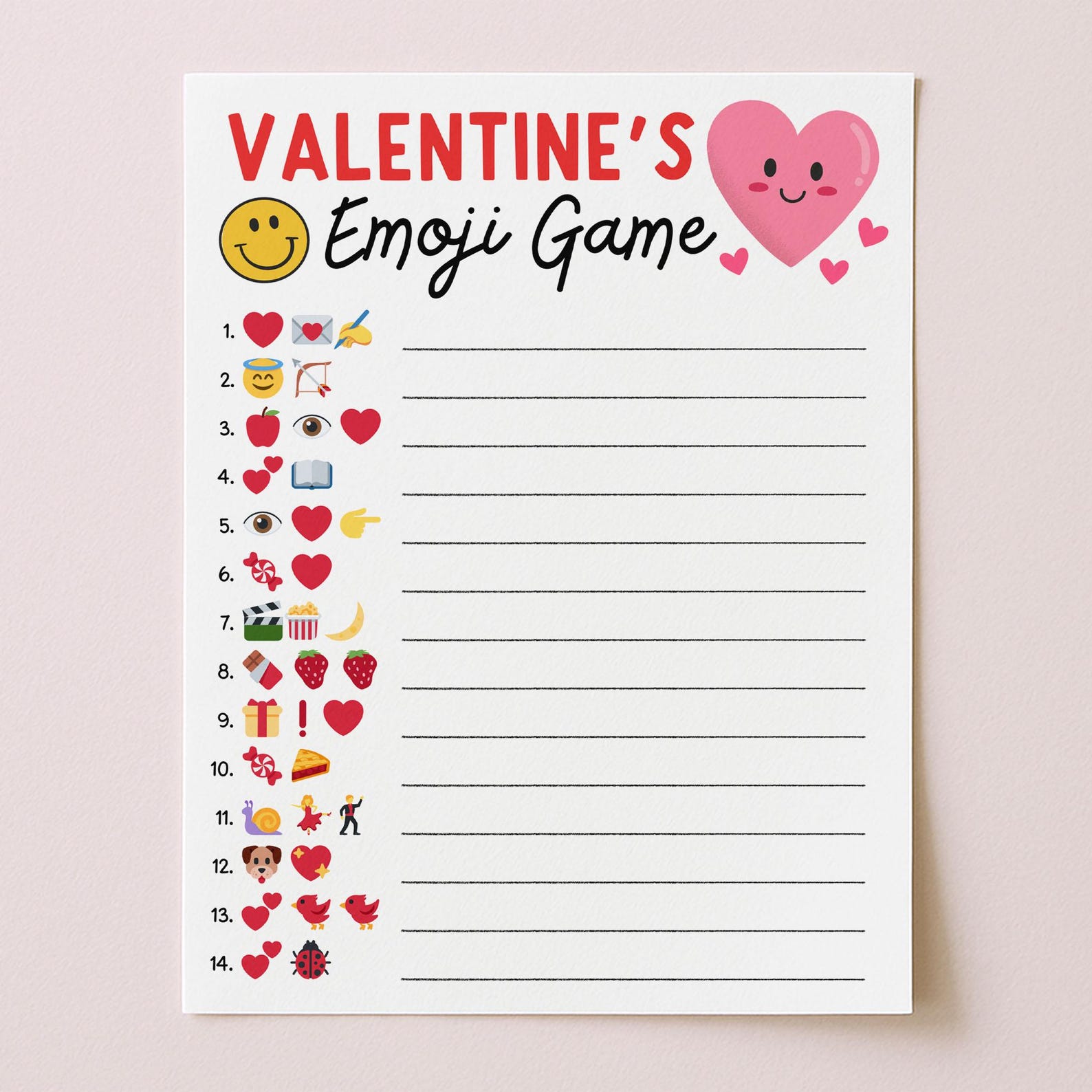 Valentine Emoji Game, Emoji Pictionary Valentine Party Game, Classroom ...