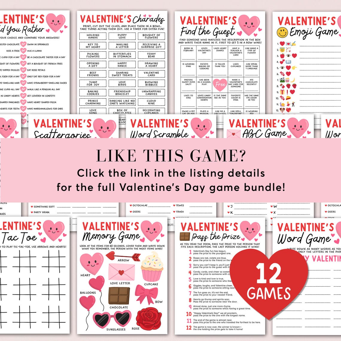 Valentine Memory Game, Preschool Valentines Games, Classroom Galentines ...