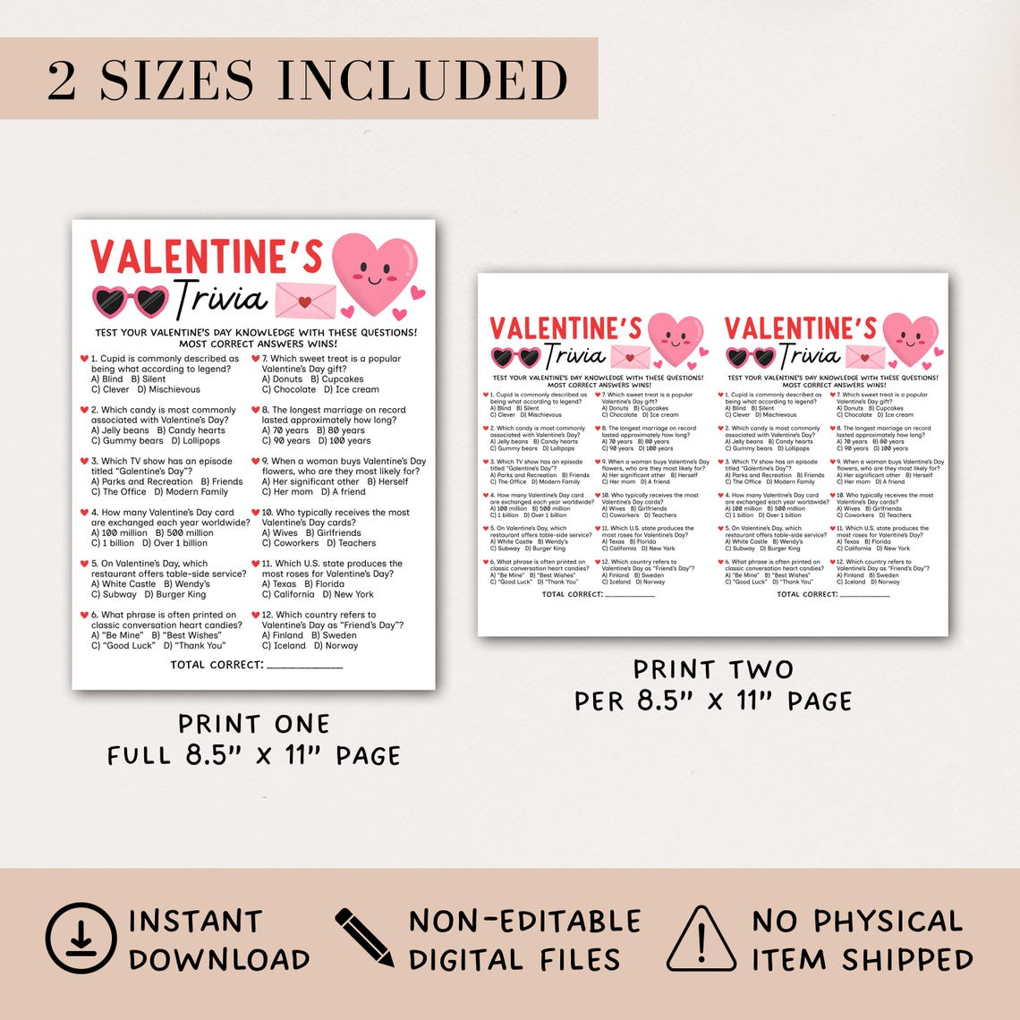 Valentine Trivia Game Printable, Galentines Day Party Games, Valentines ...