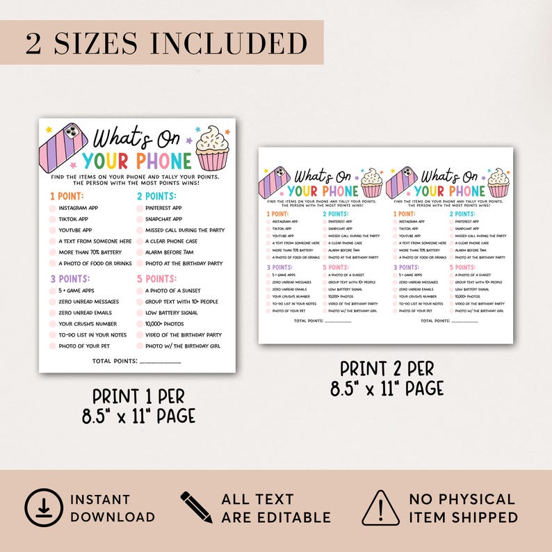 Whats on Your Phone Game, Teen Girl Sweet 16 Birthday Party Games for ...