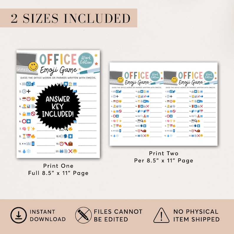 Work Emoji Game, Emoji Pictionary Team Building Printable, Office Party ...