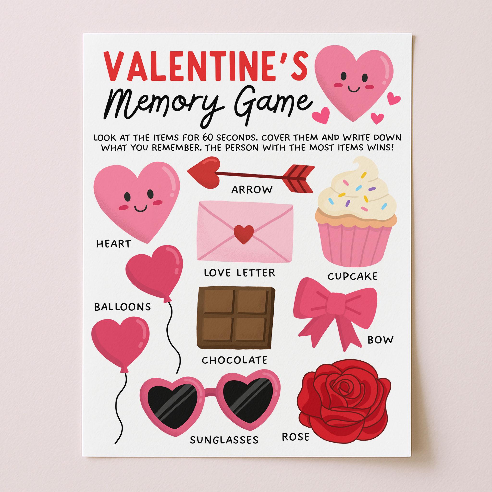 Valentine Memory Game, Preschool Valentines Games, Classroom Galentines ...