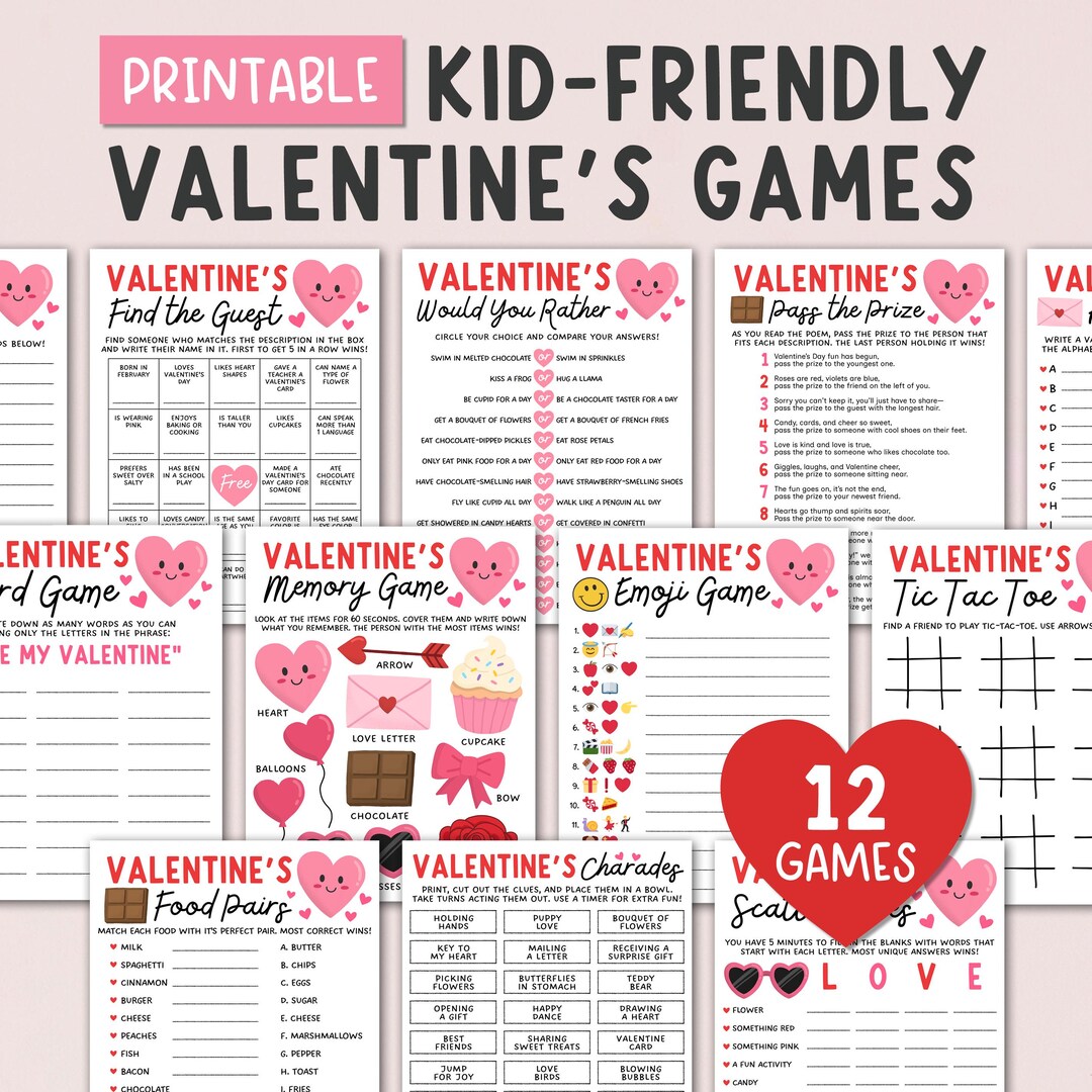 Valentines Day Games Bundle Printable, Valentines Classroom Games for ...